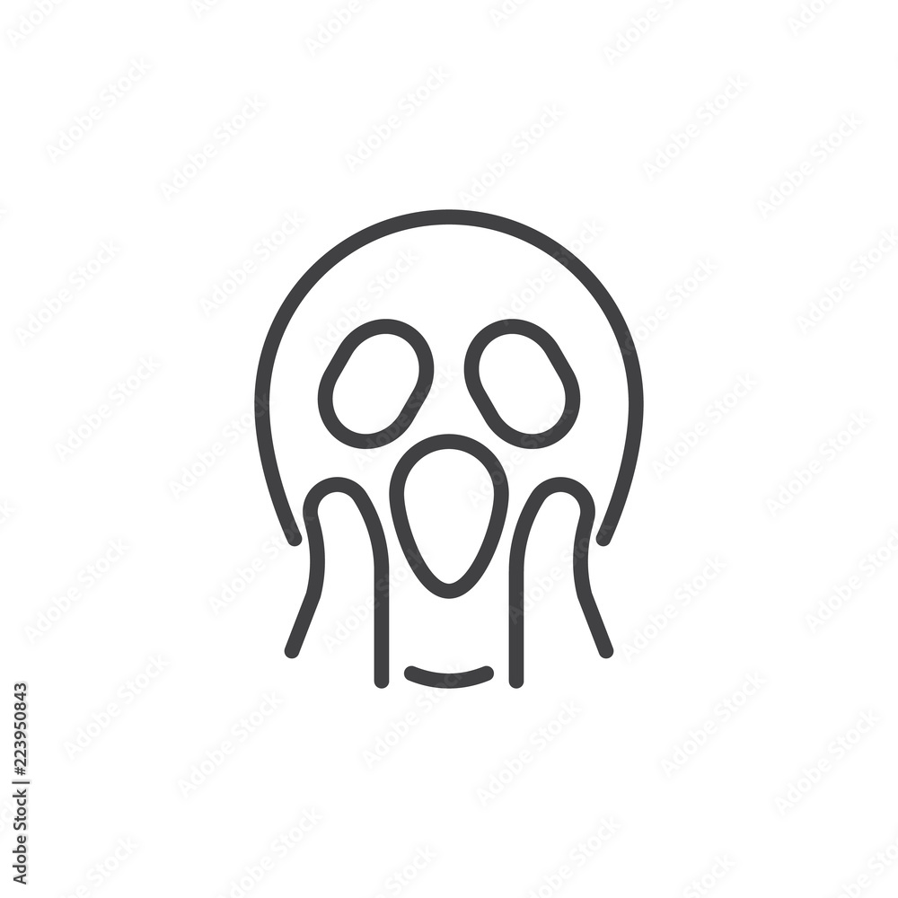 Shocked face emoji outline icon. linear style sign for mobile concept ...