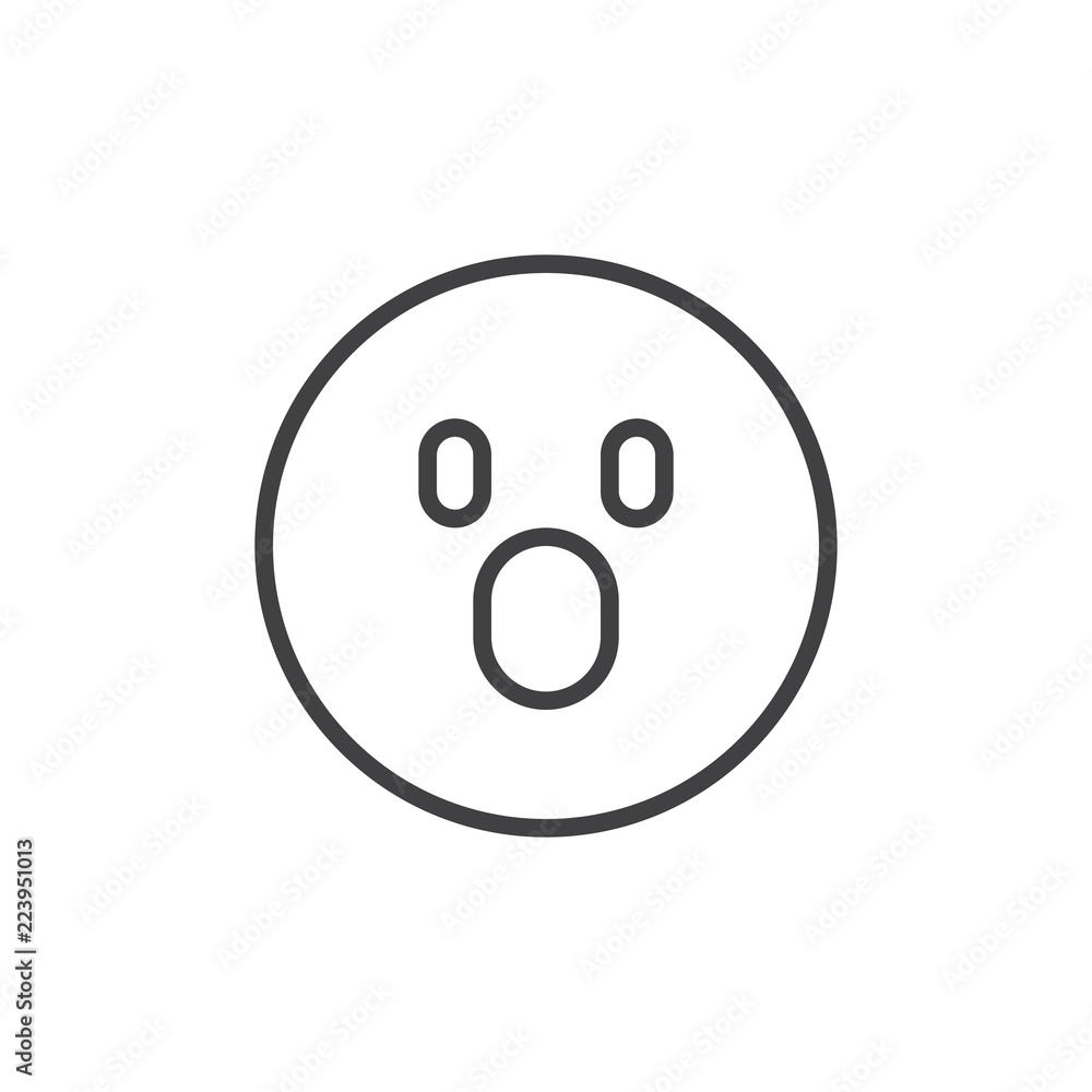 Shocked face emoticon outline icon. linear style sign for mobile ...