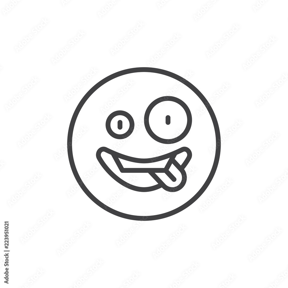 Surprised face emoji outline icon. linear style sign for mobile concept ...