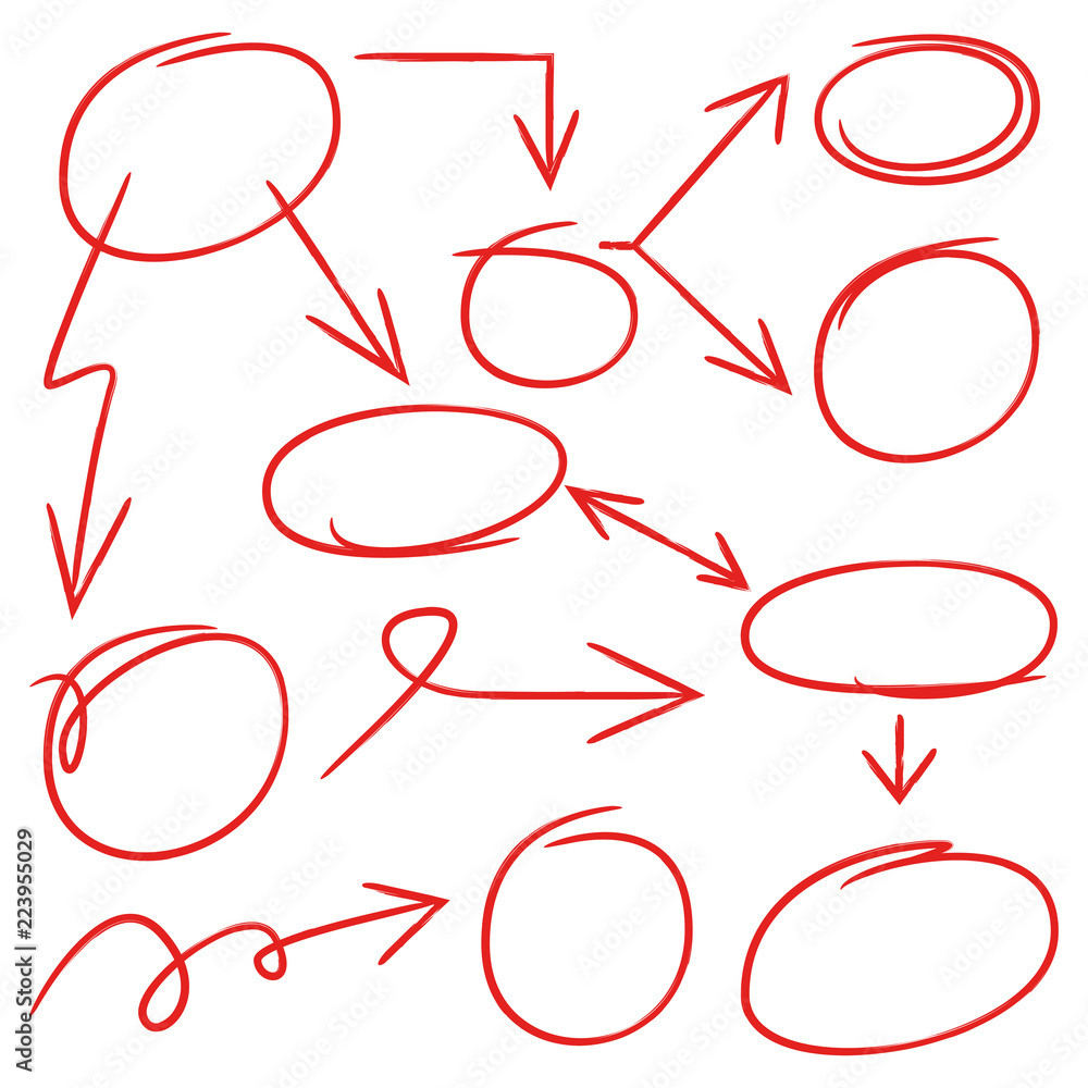 Red Hand Drawn Arrows