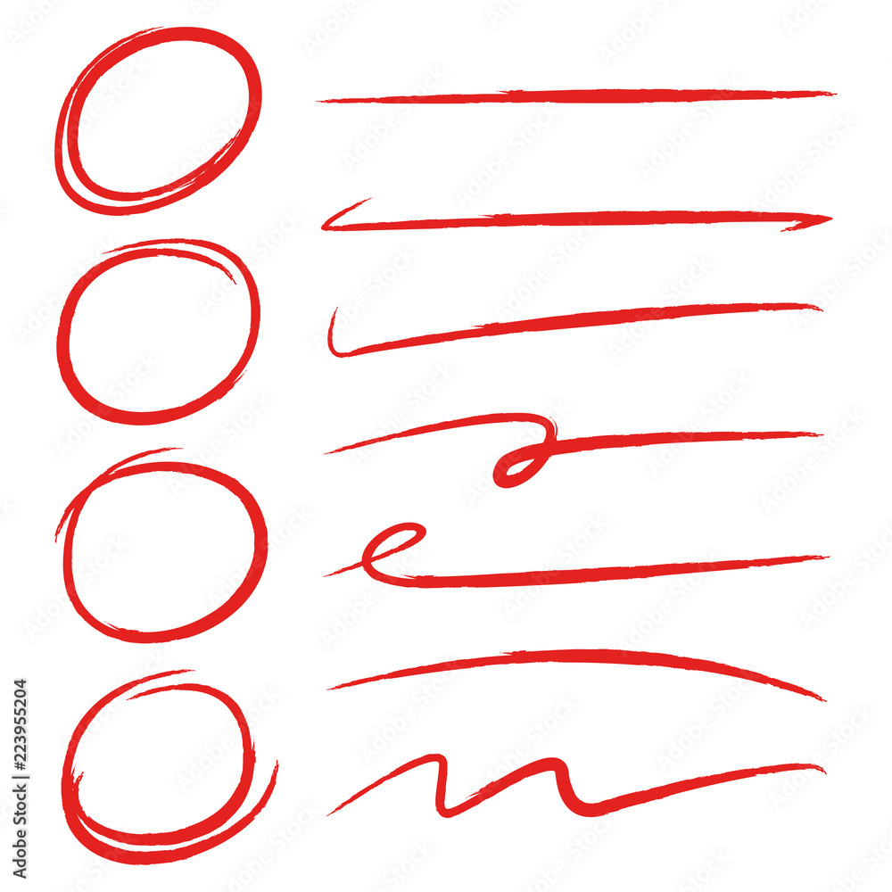 red circle and underline made with a pen to highlight something Stock ...