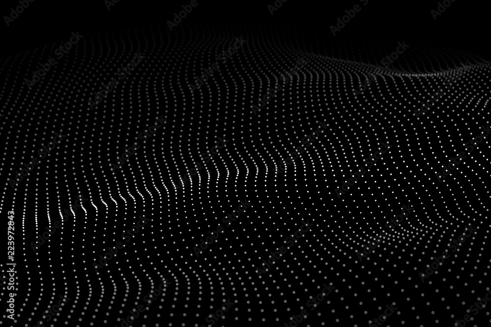 Wave 3d. Wave of particles. Vector illustration. Stock Vector | Adobe Stock
