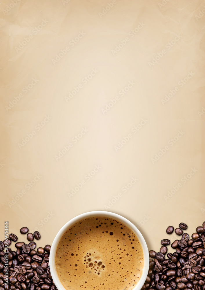 cup of coffee on old brown paper texture Stock Photo | Adobe Stock