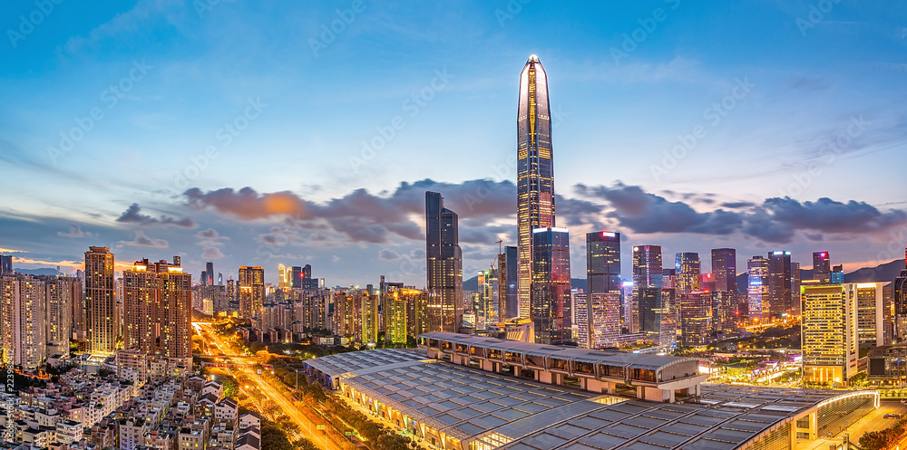 Shenzhen night view skyline panorama Stock Photo | Adobe Stock