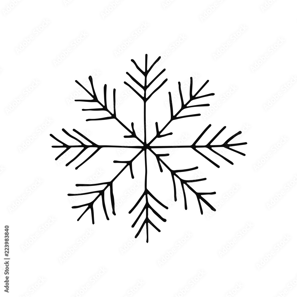 snowflake sketch isolated on white background Stock Vector | Adobe Stock