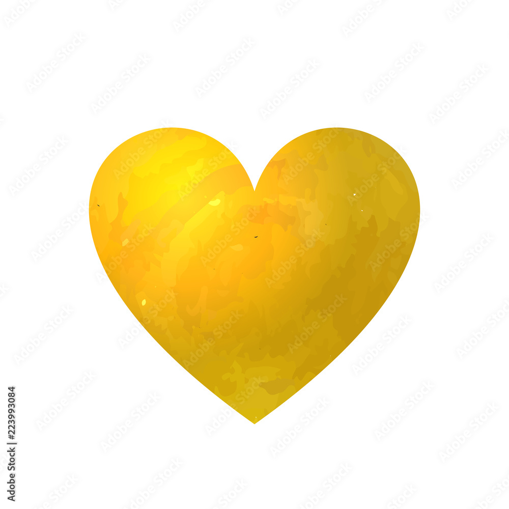 Vector Shining Golden Heart, Love Symbol Isolated on White Background ...