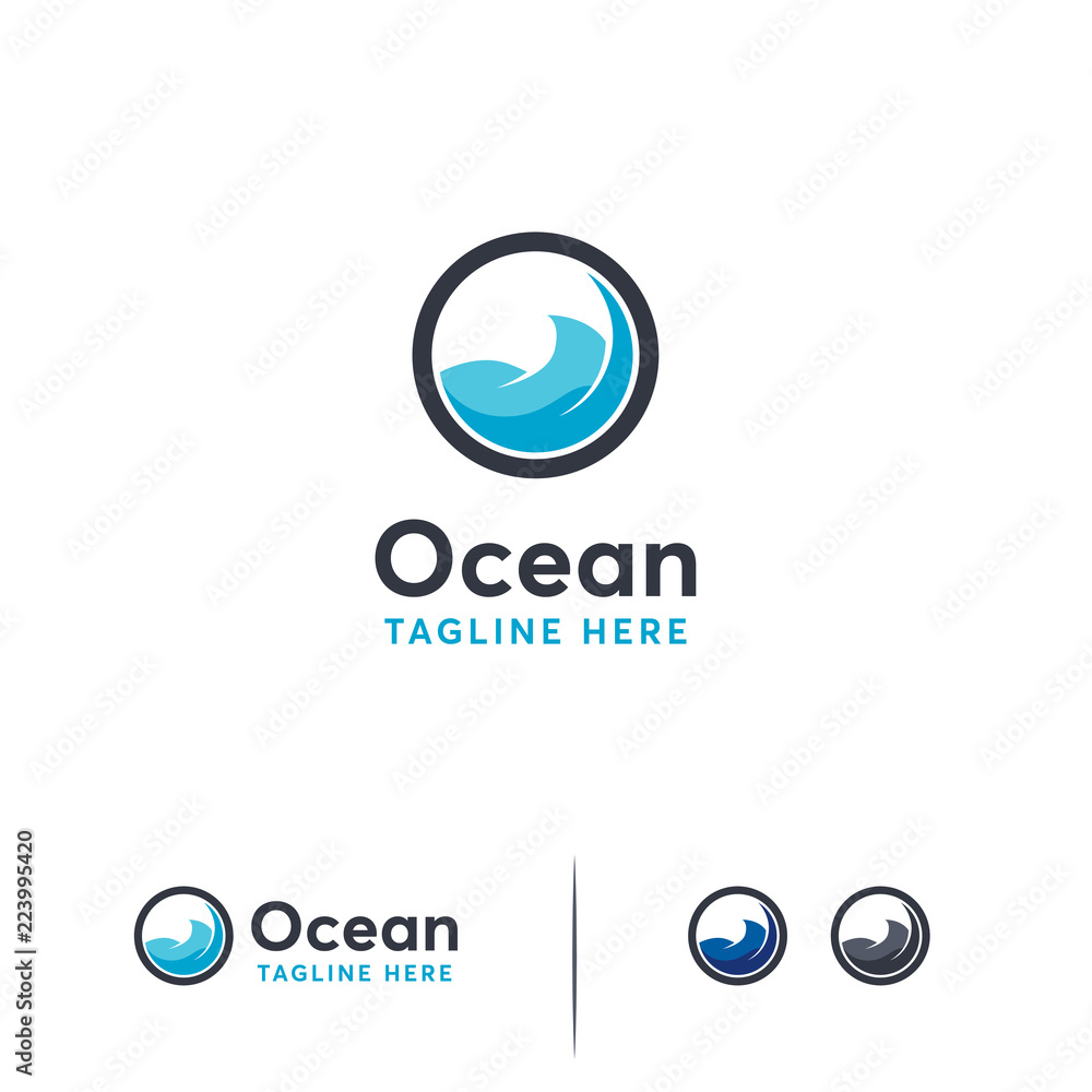 Ocean logo designs template, Ocean Wave logo symbol, Travel logo ...