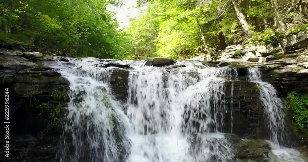 Cinematic Lush Waterfall Aerial Stock Video | Adobe Stock