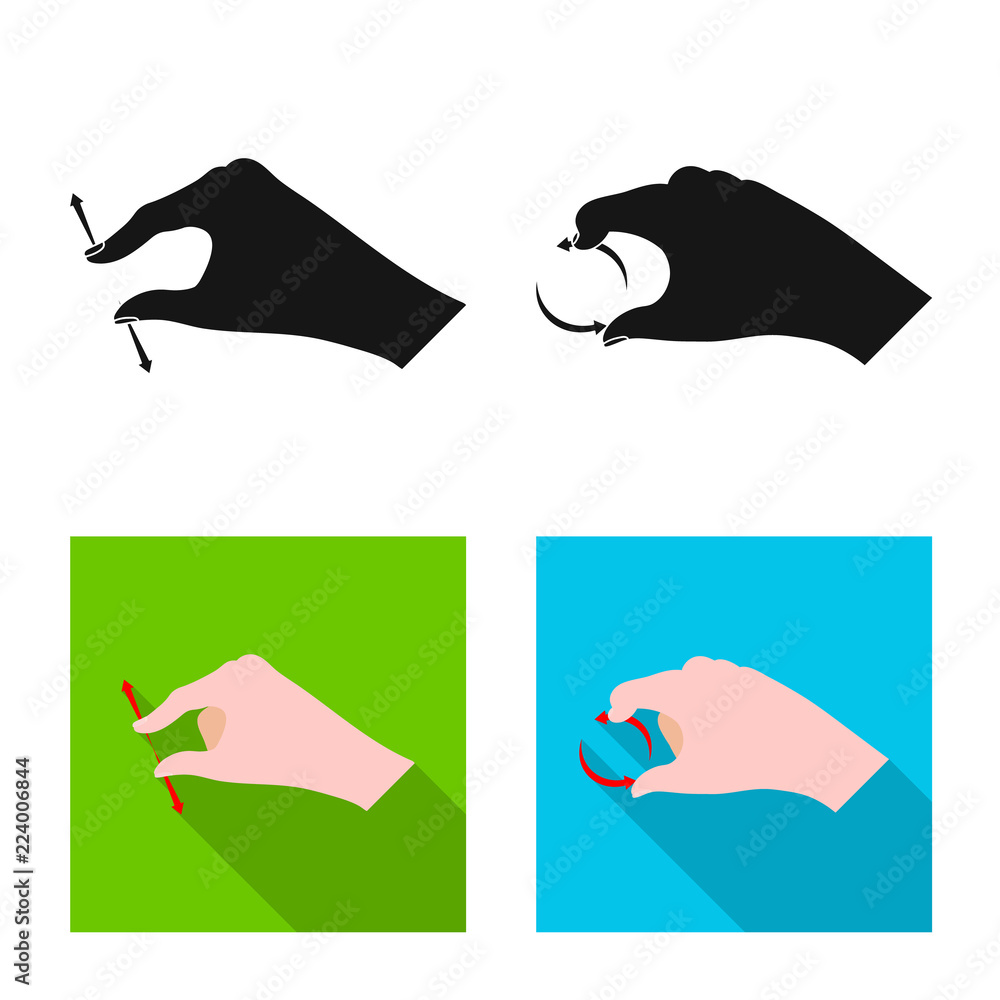 Vector design of touchscreen and hand sign. Set of touchscreen and ...