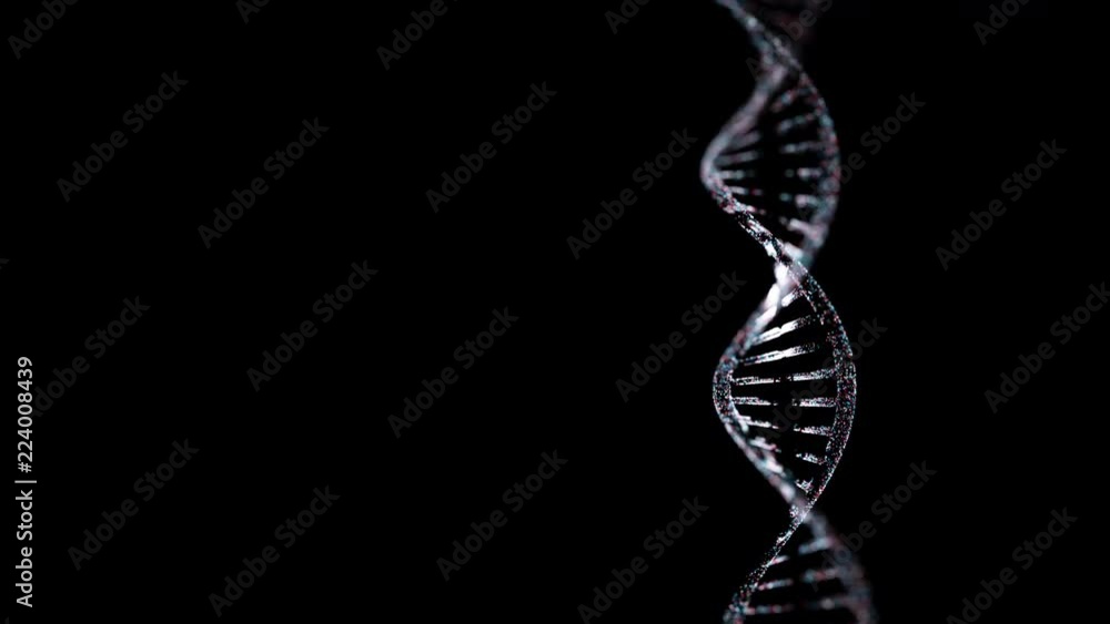 Abstract glittering DNA double helix with depth of field, science ...