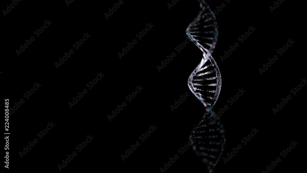 Abstract glittering DNA double helix with depth of field, science ...