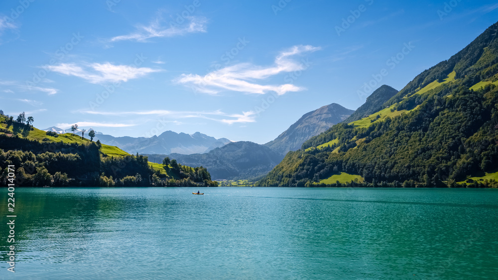 Zdjęcie Stock: View over the Lake Lungern (Switzerland) on a September ...