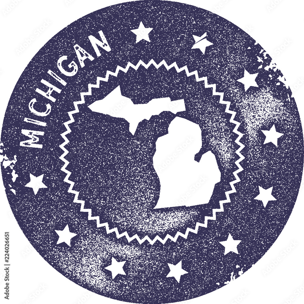 Michigan map vintage stamp. Retro style handmade label, badge or ...