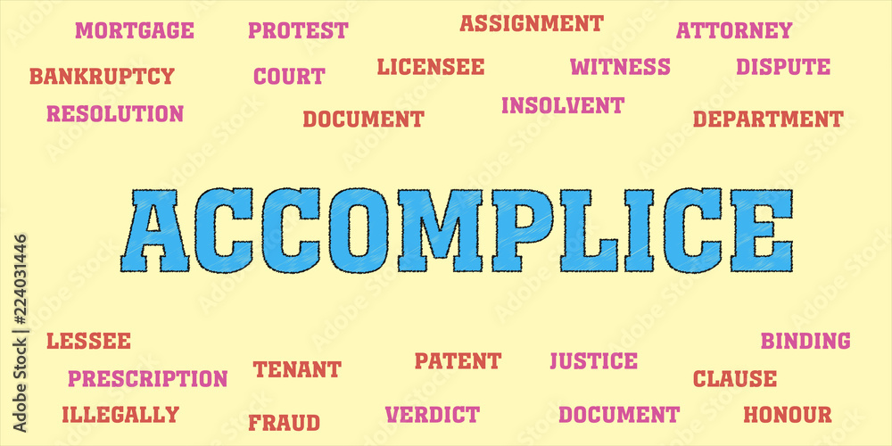 accomplice Words and tags cloud Stock Illustration | Adobe Stock