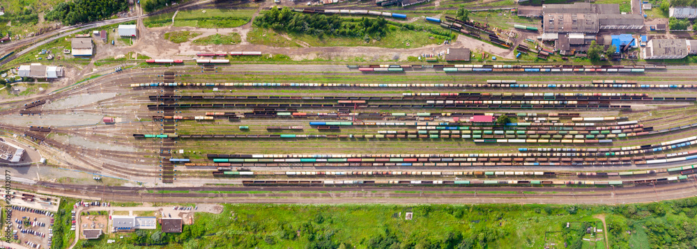 Branches of the railway at the marshalling yard, a lot of freight ...