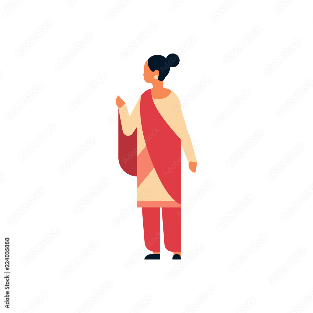 indian woman wearing national traditional clothes sari hindu female ...