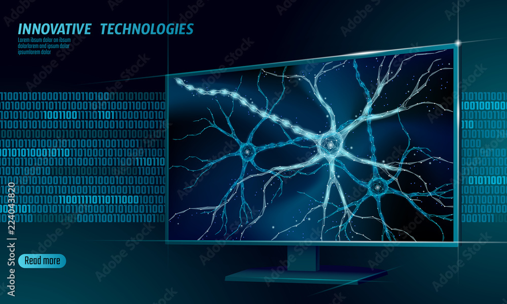 Vetor de Human neuron low poly anatomy concept. Artificial neural ...