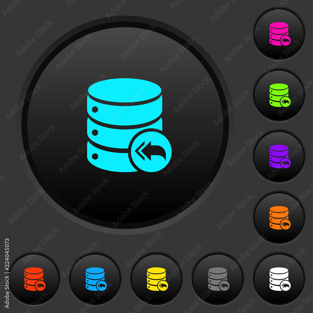 Database loopback dark push buttons with color icons Stock Vector ...