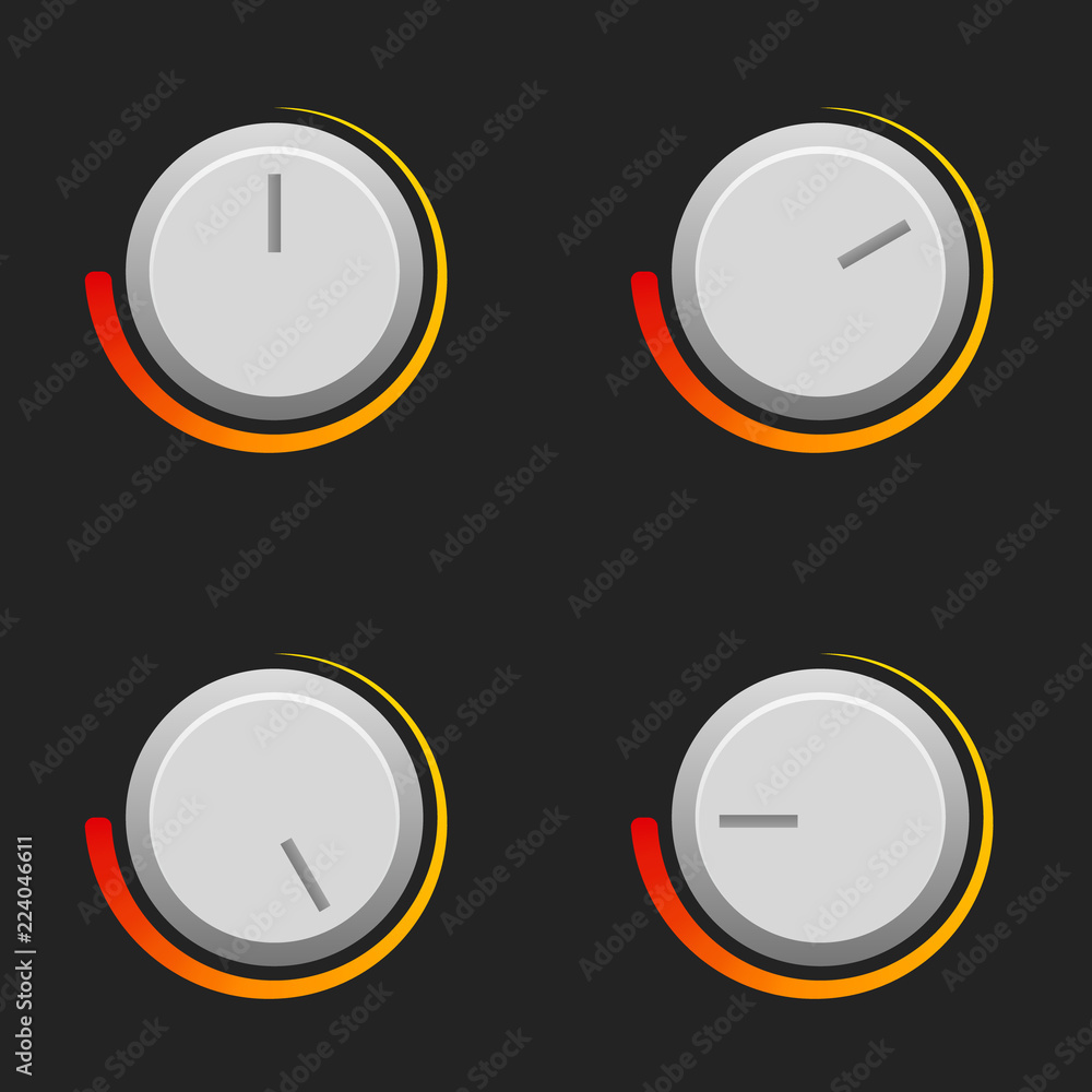 Heat or sound switch vector set in different settings. Stock Vector ...