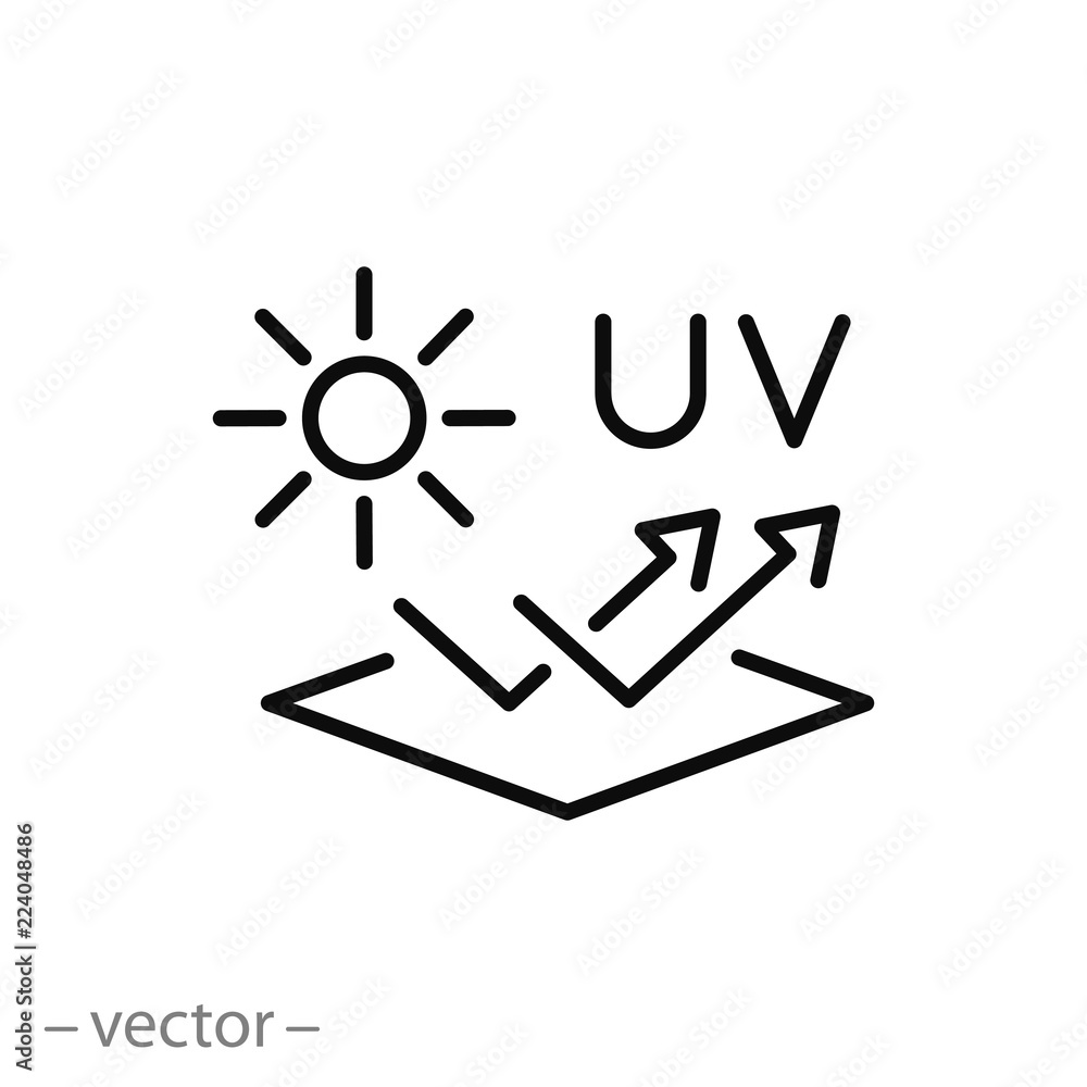 sun protective surface icon, linear sign isolated on white background ...