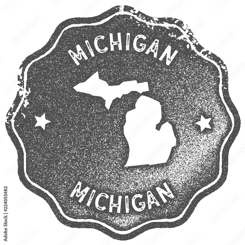 Michigan map vintage stamp. Retro style handmade label, badge or ...