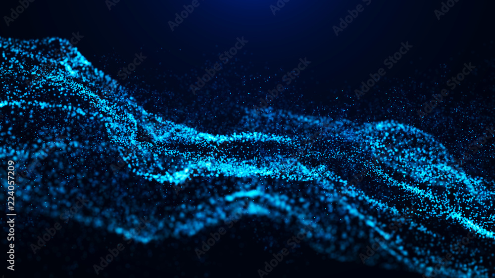 Wave of particles. Abstract particle. Data visualization. Abstract digital background. 4k ...