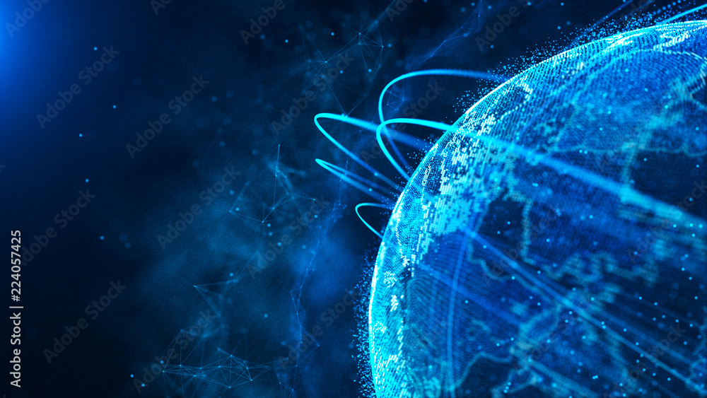 Global network connection. World map point. Representing the global ...