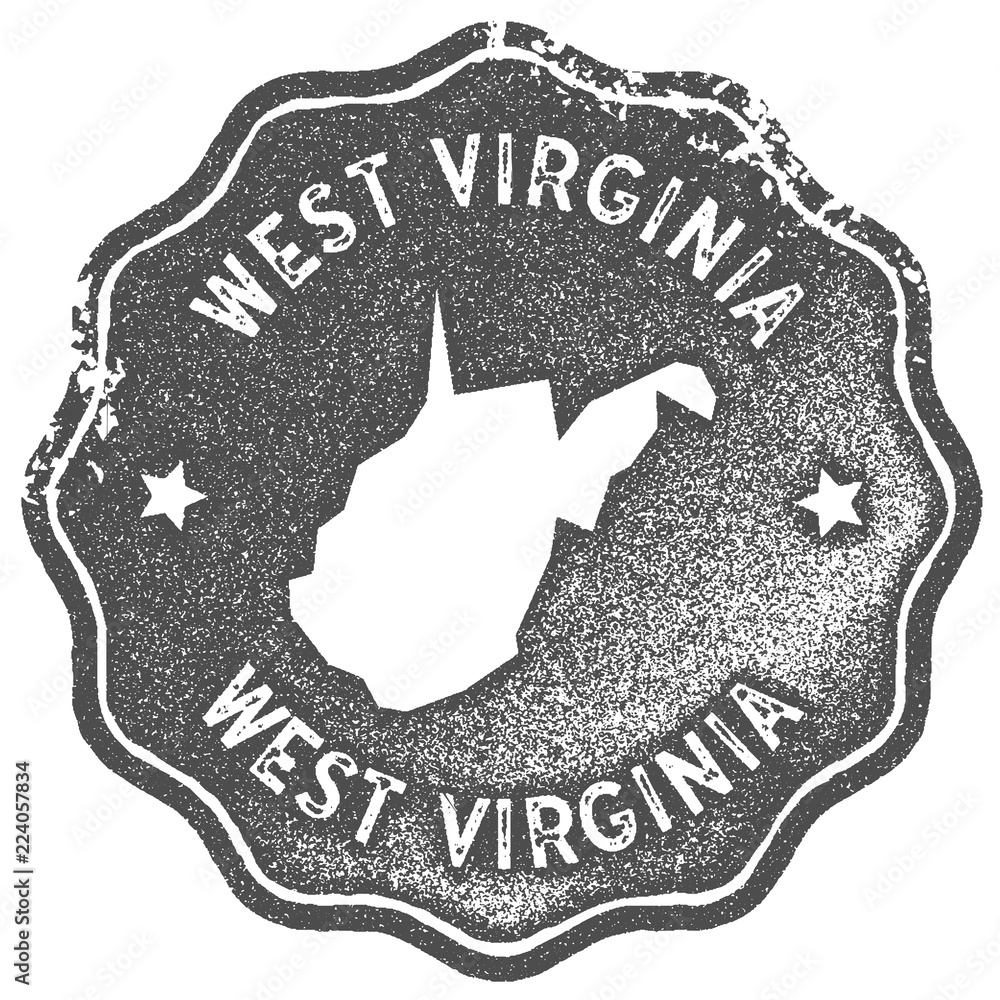 West Virginia map vintage stamp. Retro style handmade label, badge or ...