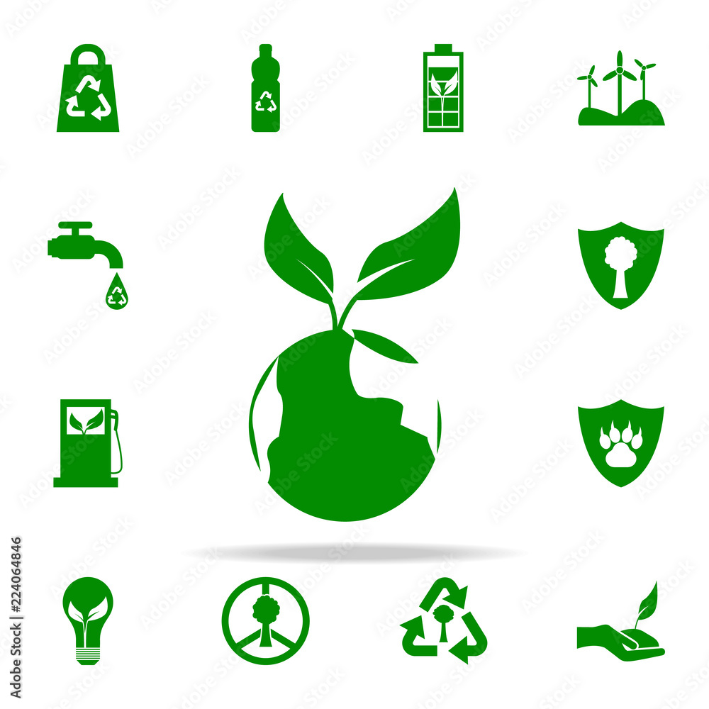 planet and plant green icon. greenpeace icons universal set for web and ...