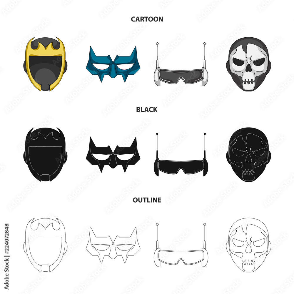 Isolated object of hero and mask sign. Set of hero and superhero stock ...