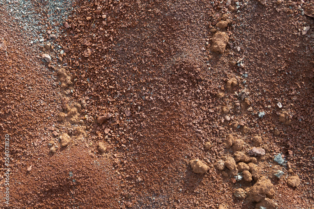 Red earth or soil background. Tropical laterite soil background of red ...