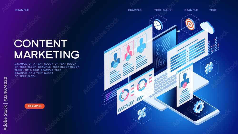 Technology concept content marketing strategy web banner. Stock Vector ...