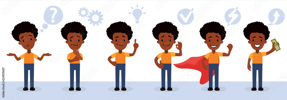 Set of character smart young man, businessman, manager or child ...