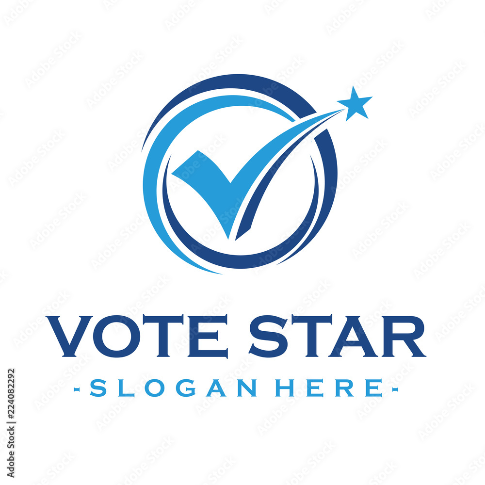 Vote Star and Check mark Logo design Inspiration Stock Vector | Adobe Stock