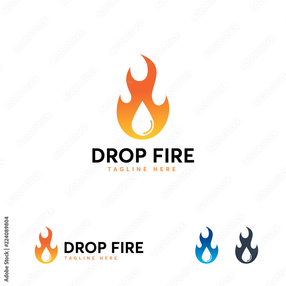 Fire logo designs template, Fire and Water logo template. Oil and Gas ...