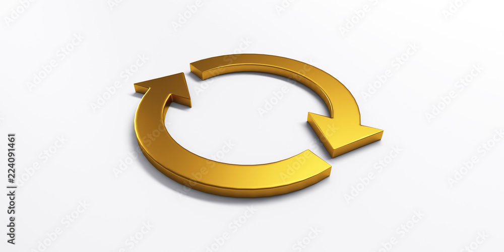 Gold Rotate Symbol . 3D Render Illustration Stock Illustration | Adobe ...