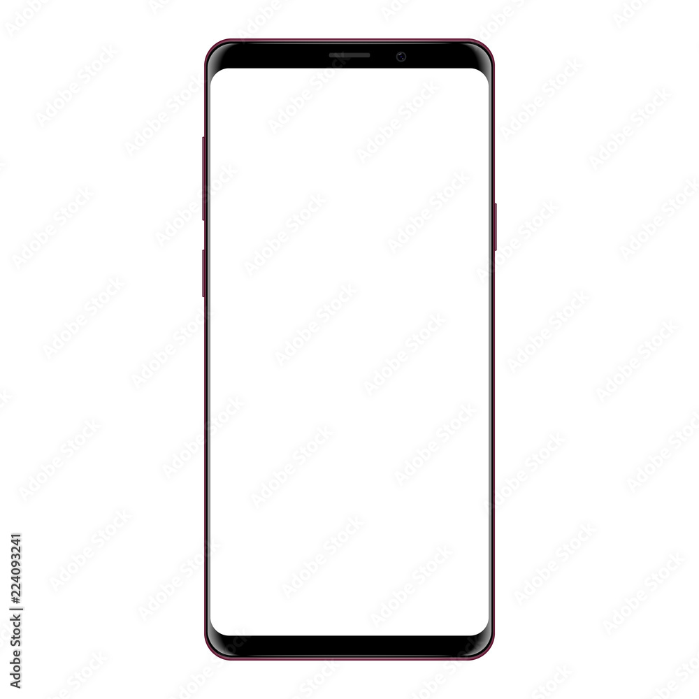 vector drawing mockup phone red color isolated on white background ...