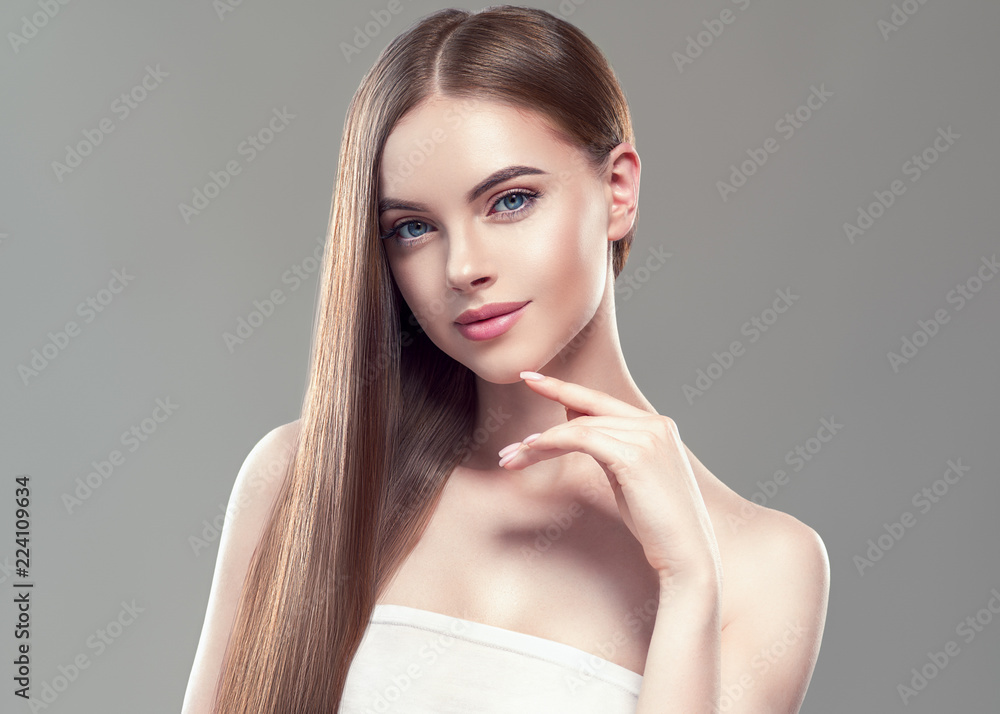 Beautiful long hair smooth woman with perfect hairstyle young model ...
