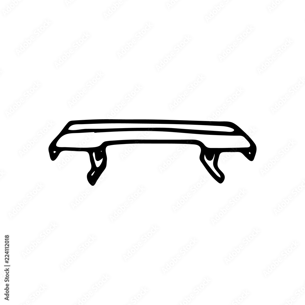 Hand drawn spoiler on the car doodle icon. Hand drawn black sketch ...