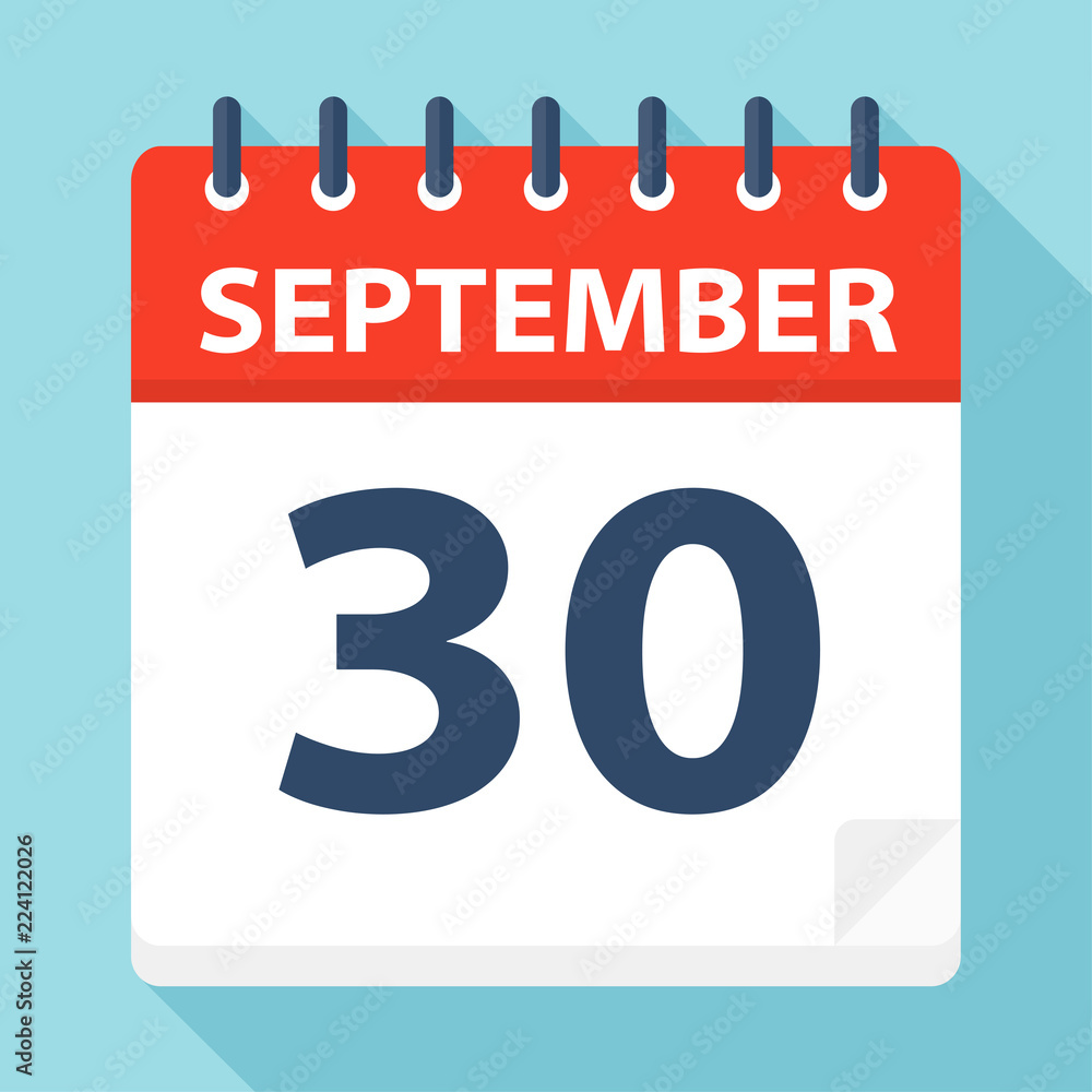 September 30 - Calendar Icon Stock Vector | Adobe Stock