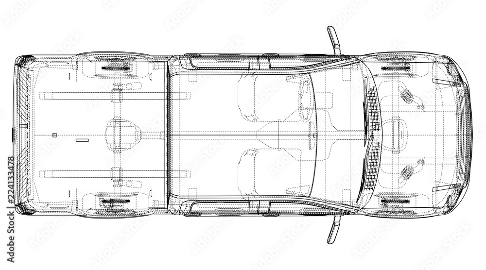 Car SUV drawing outline. Vector rendering Stock Vector | Adobe Stock