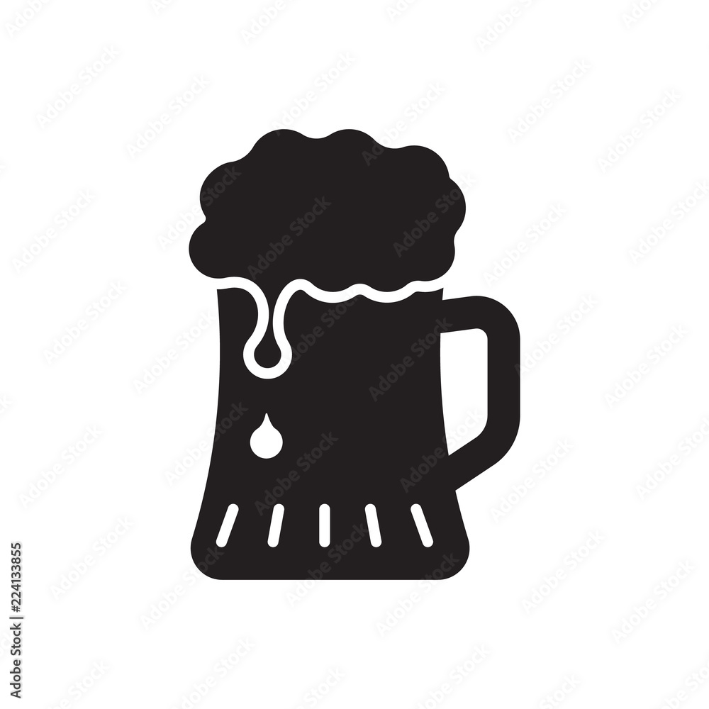 Beer Icon in trendy flat style isolated on white background. Beer glass ...