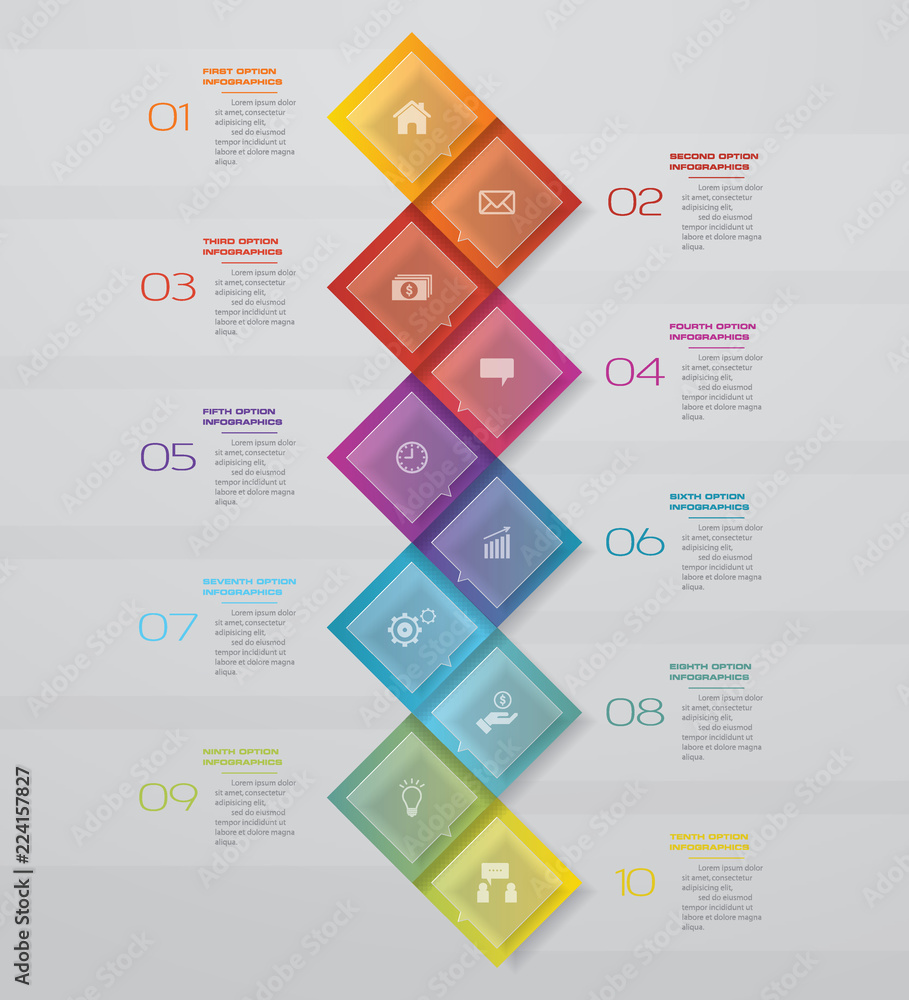 Abstract 10 steps timeline infographic element. 10 steps infographic ...