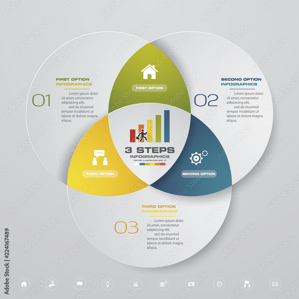 3 steps simple&editable process chart infographics element. EPS 10 ...