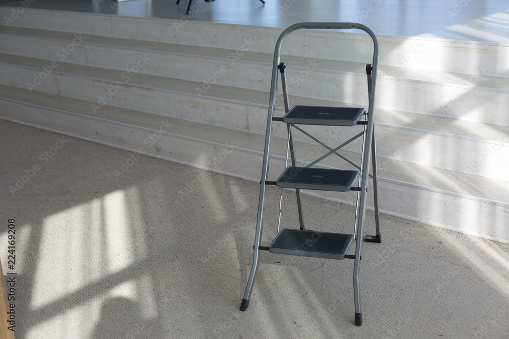 step ladder three steps. home staircase for household needs Stock Photo ...