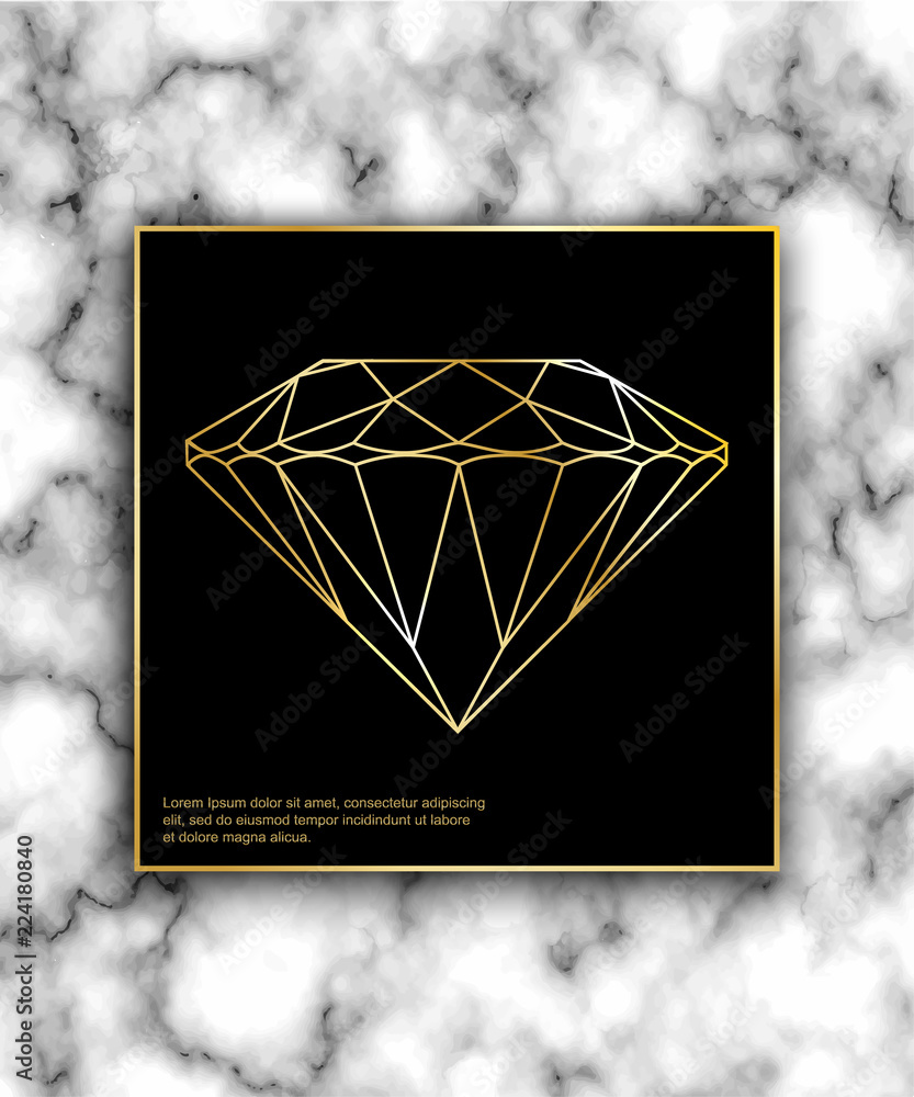 Geometric gold diamond shape with marble background texture design for ...