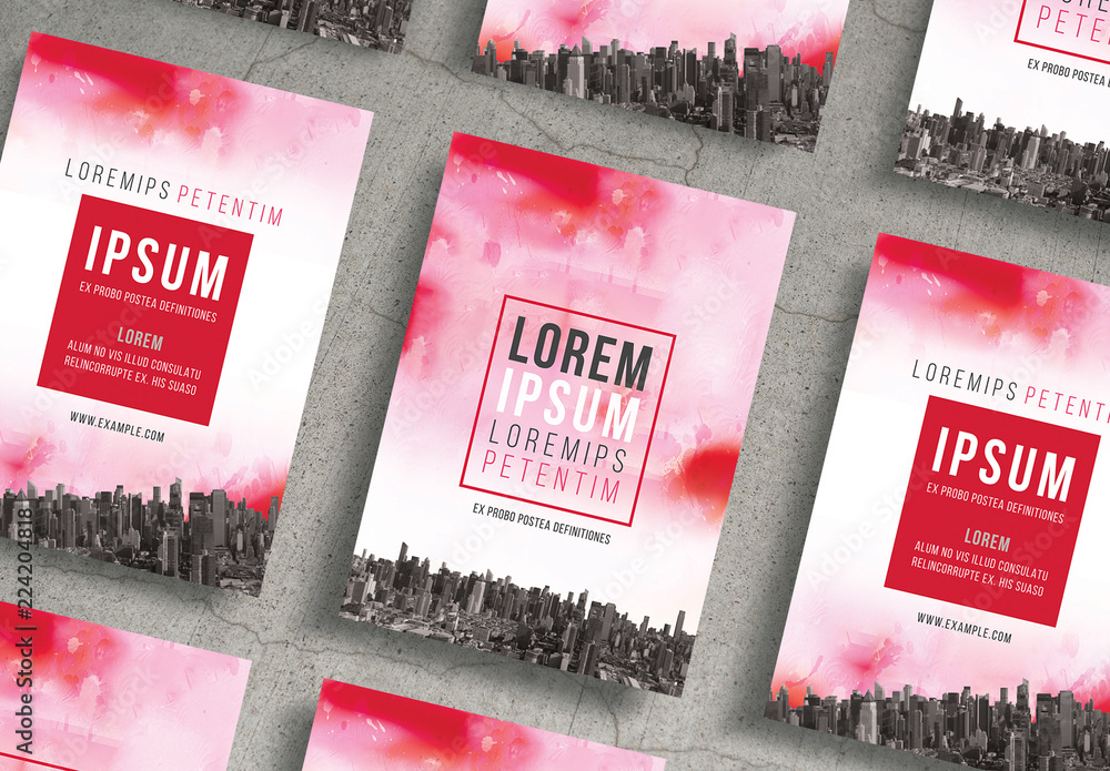 Flyer Layout with Paint Effect Stock Template | Adobe Stock