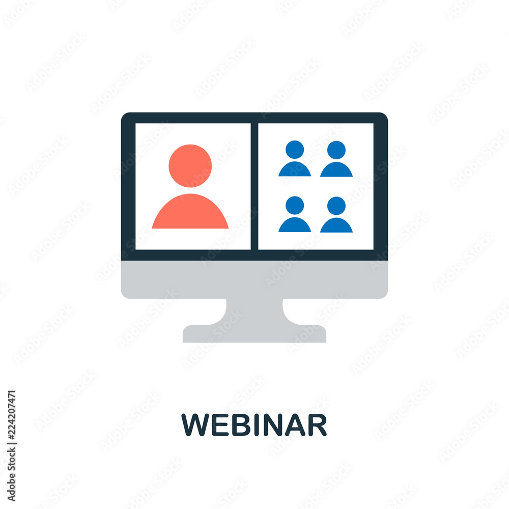 Webinar flat icon. Monochrome style design from online education icon ...