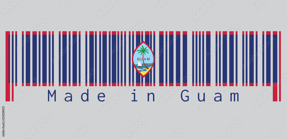 Vetor de Barcode set the color of Guam flag, dark blue background with ...