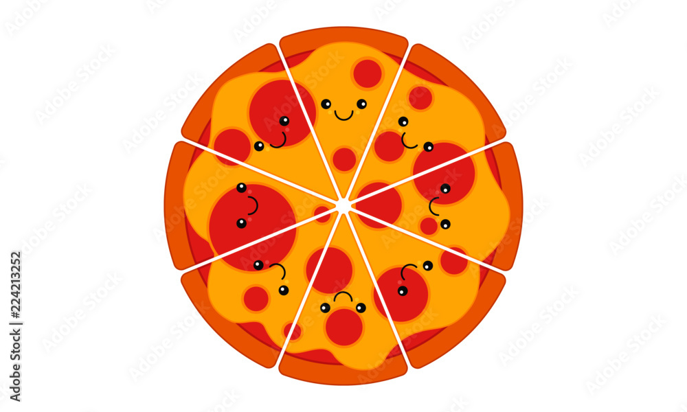 Pizza Slices vector illustration. Cute Pepperoni Pizza Slice. Pizza ...